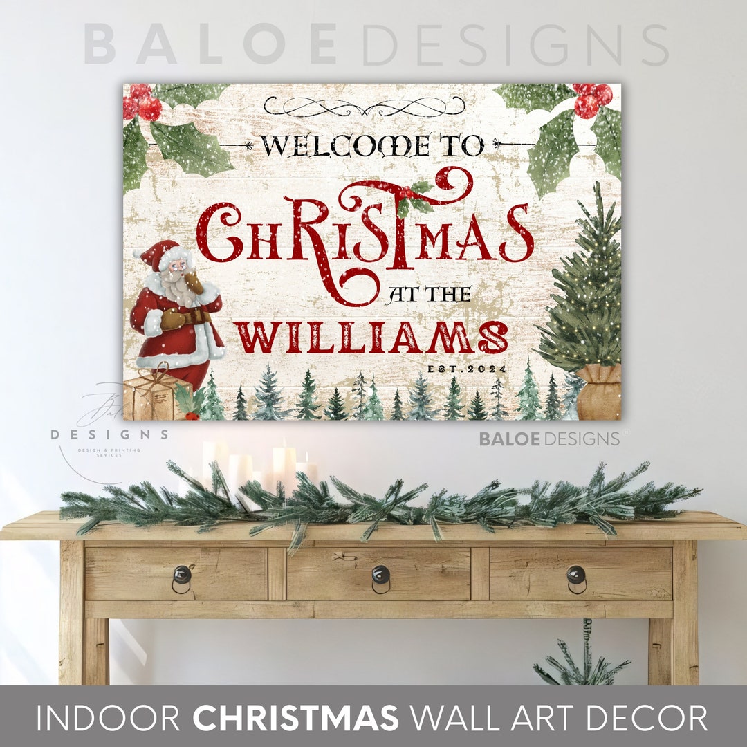 Christmas Canvas Indoor Wall Decor, Merry Christmas Sign Family, Custom ...