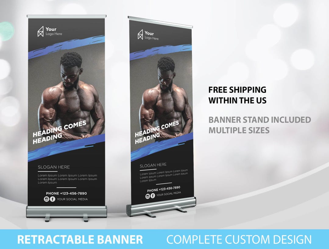 Retractable Banner, Fitness, Gym, Personal Trainer Display, Custom Roll ...