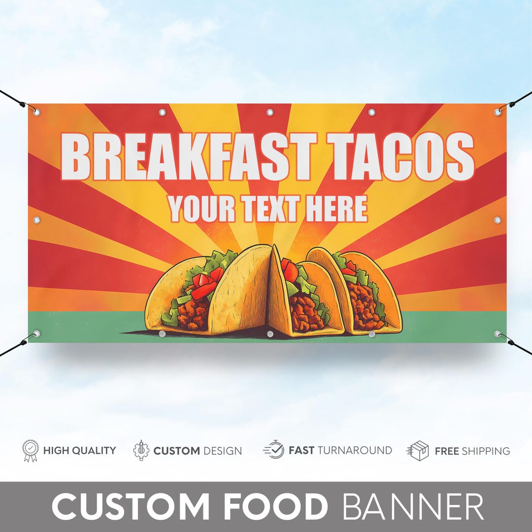 Breakfast Tacos Banner, Taco Food Banner, Burrito Breakfast Banner Sign ...