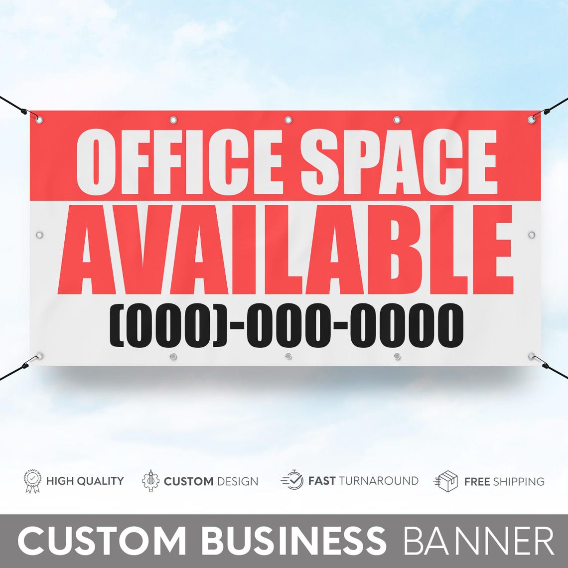 Office Space Available, Custom Business Banner, for Rent Lease Sign ...