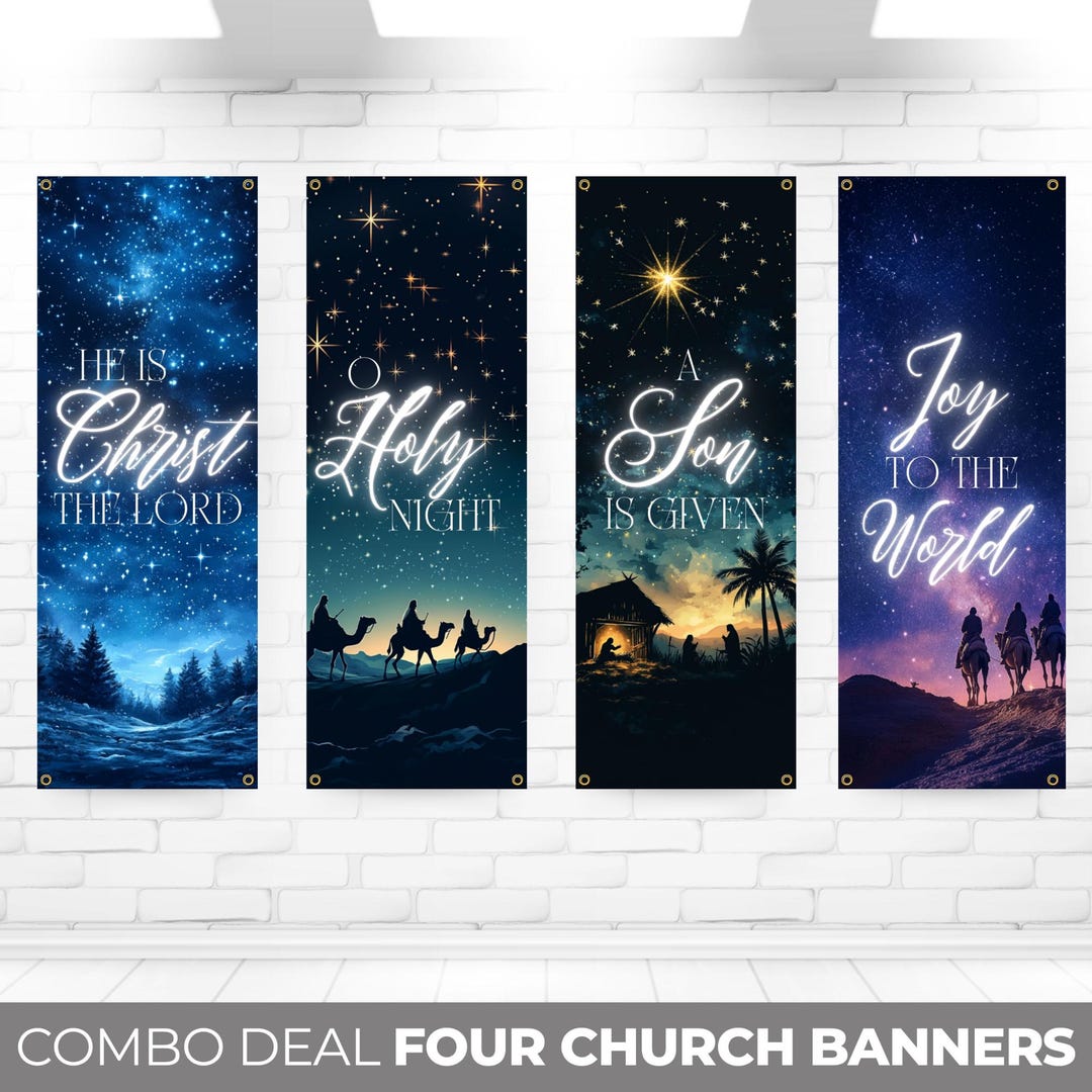 Winter Church Banners, Set of 4 Church Banners, Sanctuary Banners ...