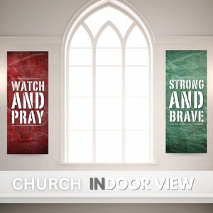 Set of 4 Church Banners, Church Banner Set, Sanctuary Banners, Mission ...