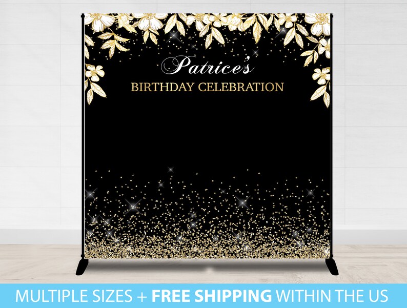 Birthday Backdrop Gold Glitter Birthday Party Backdrop | Etsy