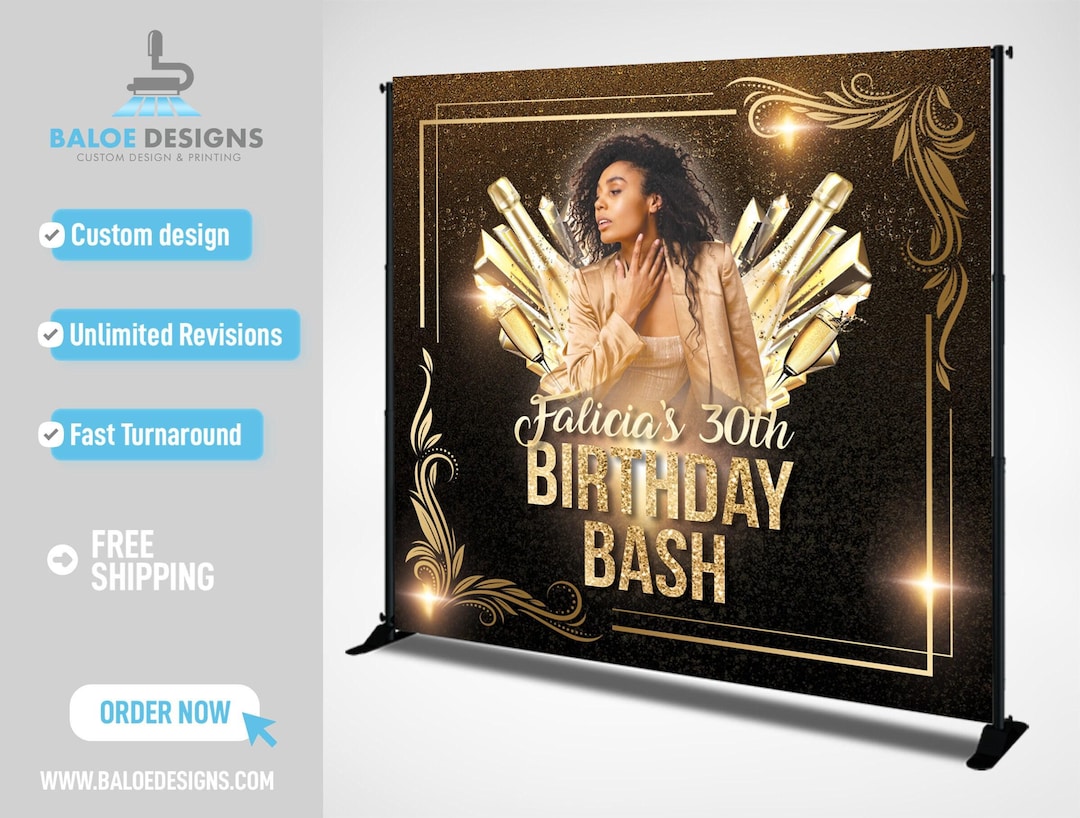 Birthday Backdrop Banner, Event Birthday Decor, Birthday Custom ...