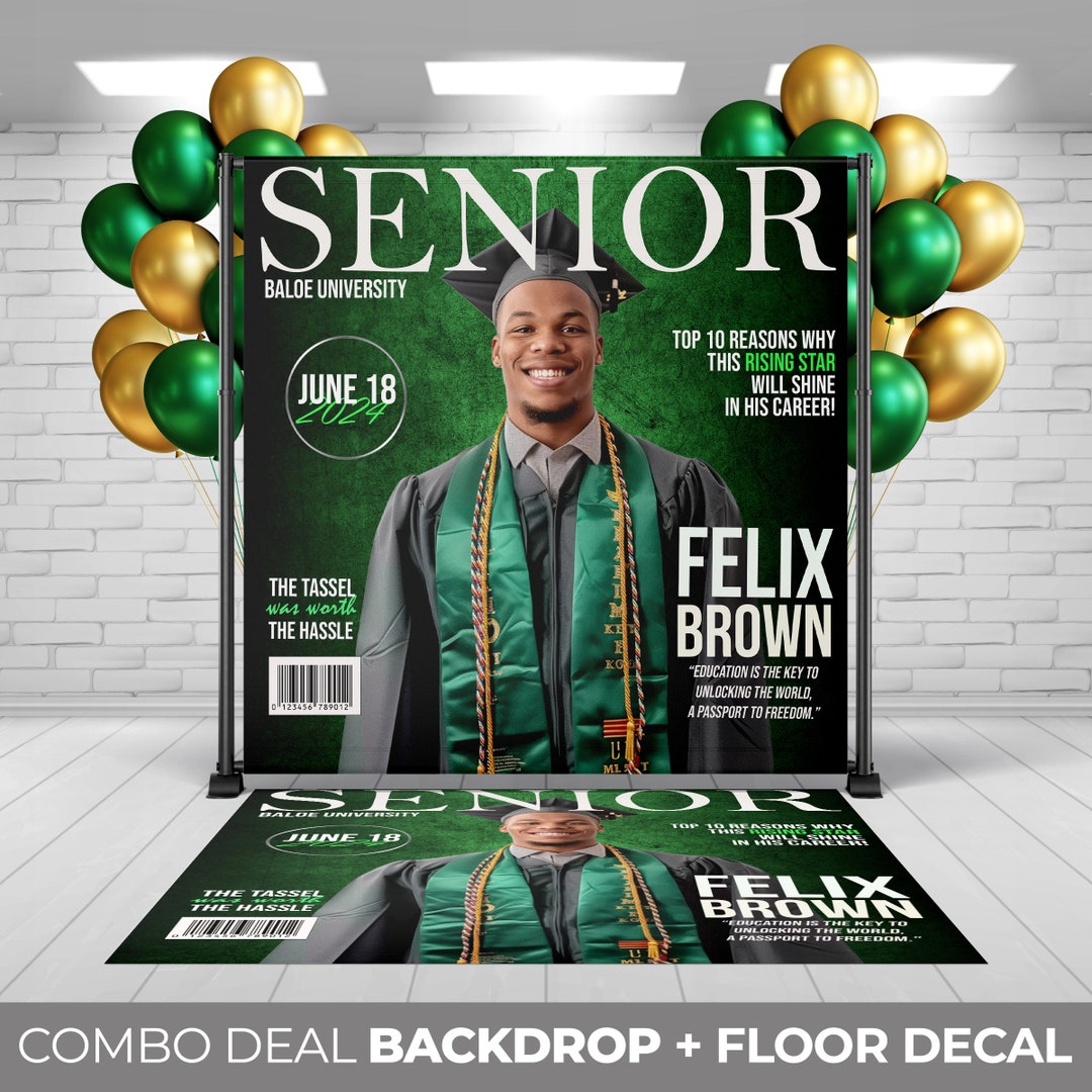 Backdrop Floor Decal, Custom Magazine Graduation Banner Floor Decal ...