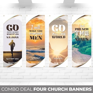Scripture Sanctuary Banners, Set of 4 Church Banners, Church Banner Set ...