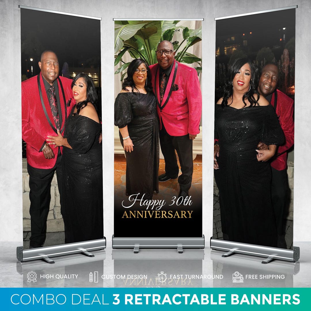 COMBO BANNER SET, 3 Retractable Banners, Custom Banners, Birthday ...