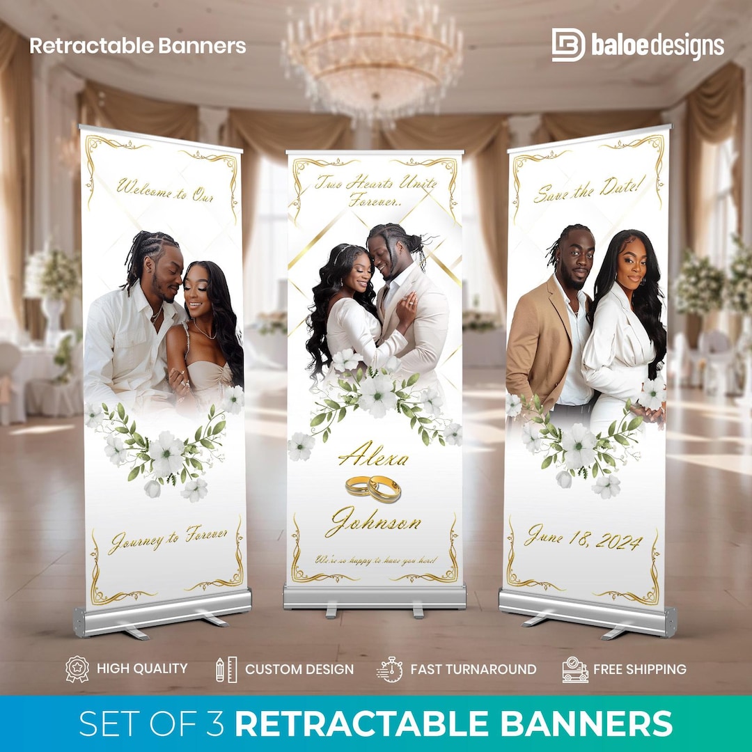 COMBO BANNER SET, 3 Retractable Banners, Custom Banners, Birthday ...