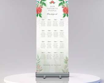 Wedding Seating Chart Retractable Banner, Minimal Wedding Custom Sign ...
