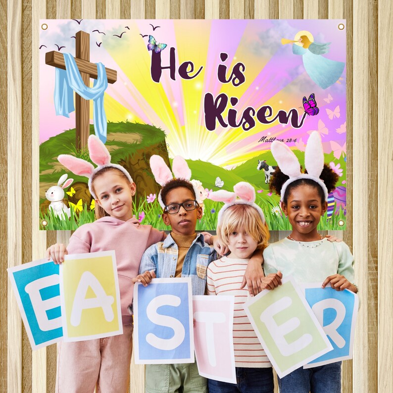 Easter Banner, He is Risen, Outdoor & Indoor Vinyl Banner, Church ...