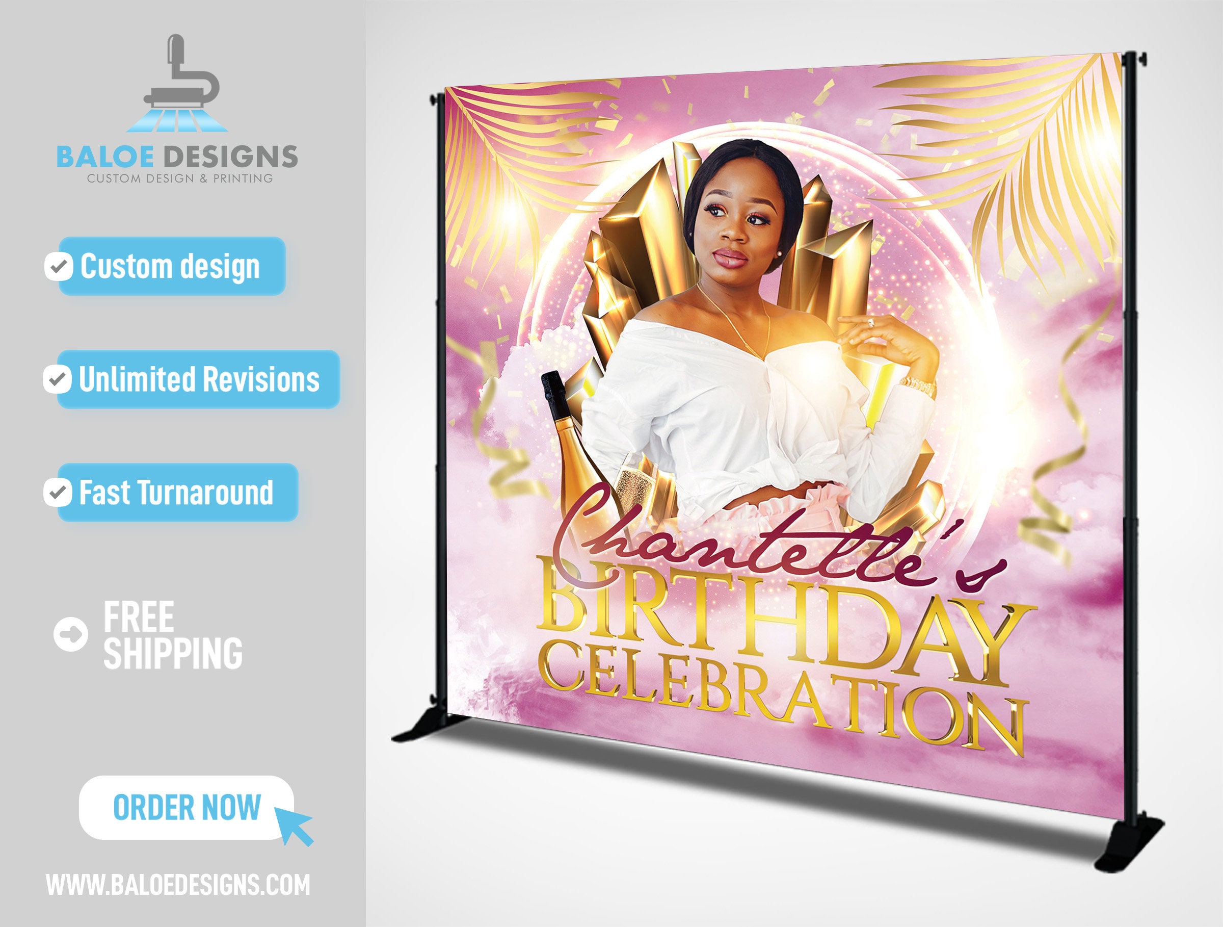 Birthday Backdrop Banner Party Sparkle Birthday Party - Etsy