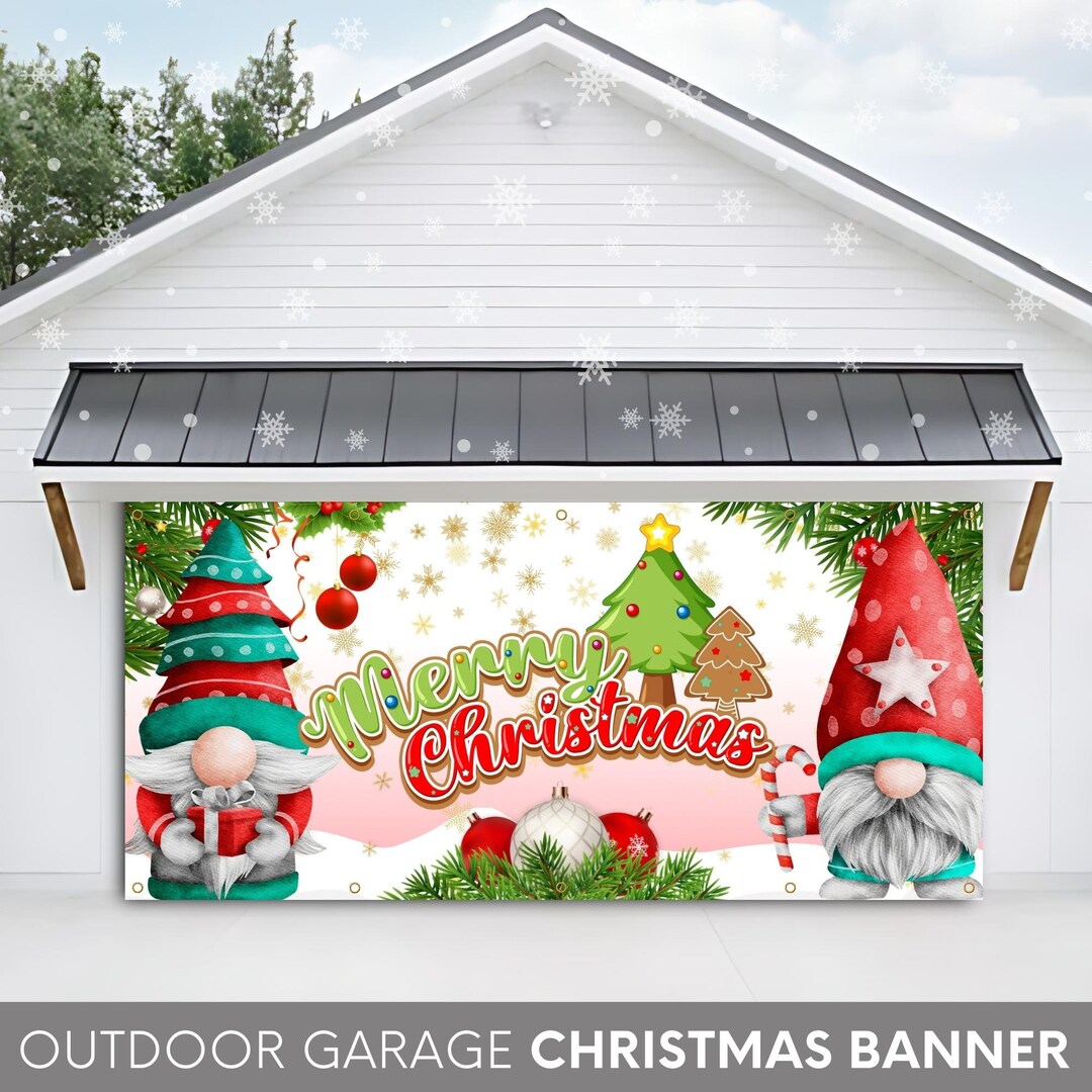 Christmas Garage Banner, Outdoor Banner, Christmas Yard Decor, Custom ...