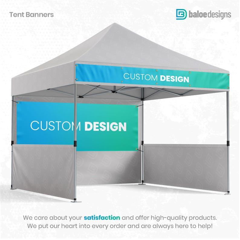 TWO Custom Tent Banners, Outside Vinyl 10x10 Tent Banner, Front & Back ...