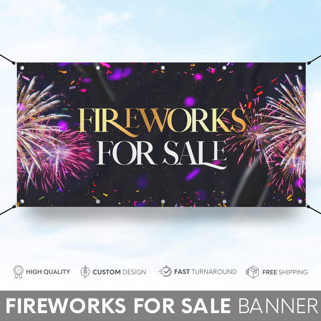 Fireworks for Sale Banner Sign, Firework Business Banner, New Year ...