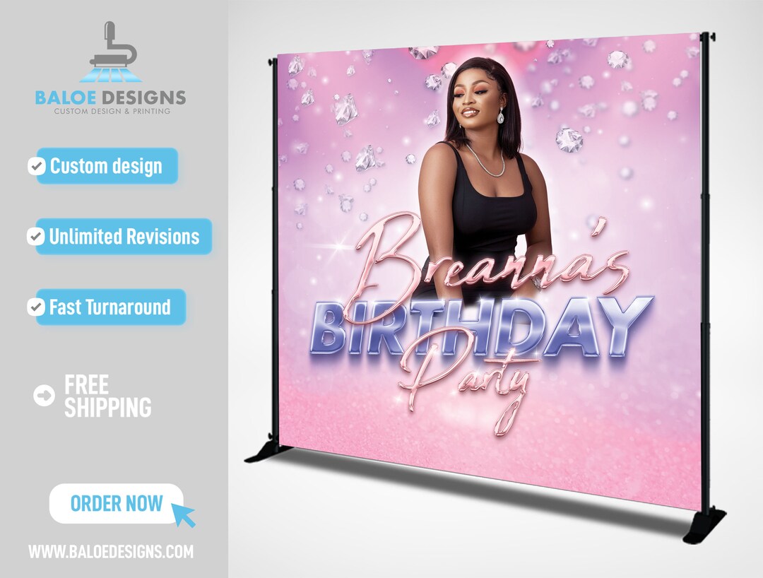 Custom Photo Birthday Backdrop Party Sparkle Birthday Party - Etsy