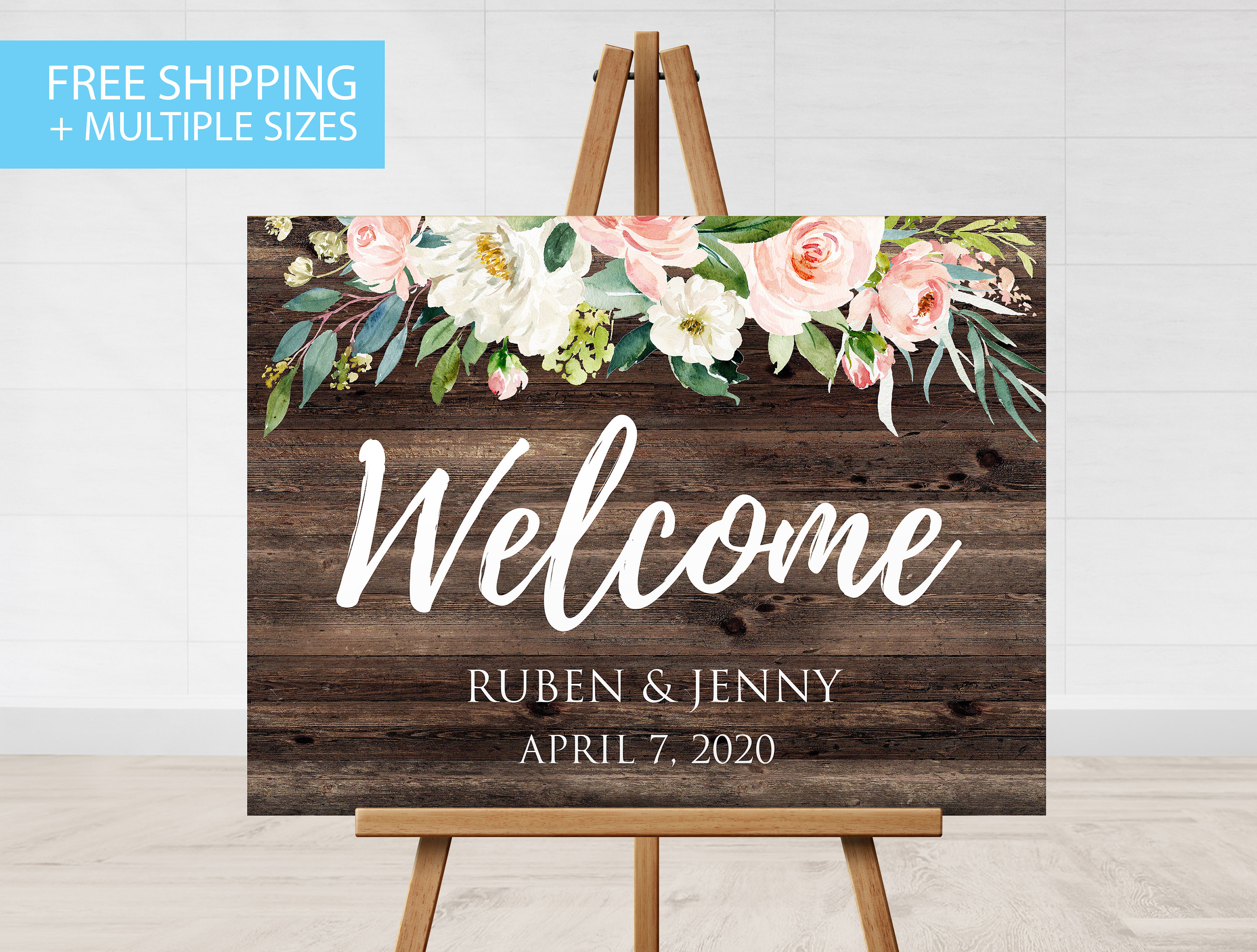 Rustic Wood Wedding, Welcome Sign Canvas Printed 24x36, Wood Rustic ...