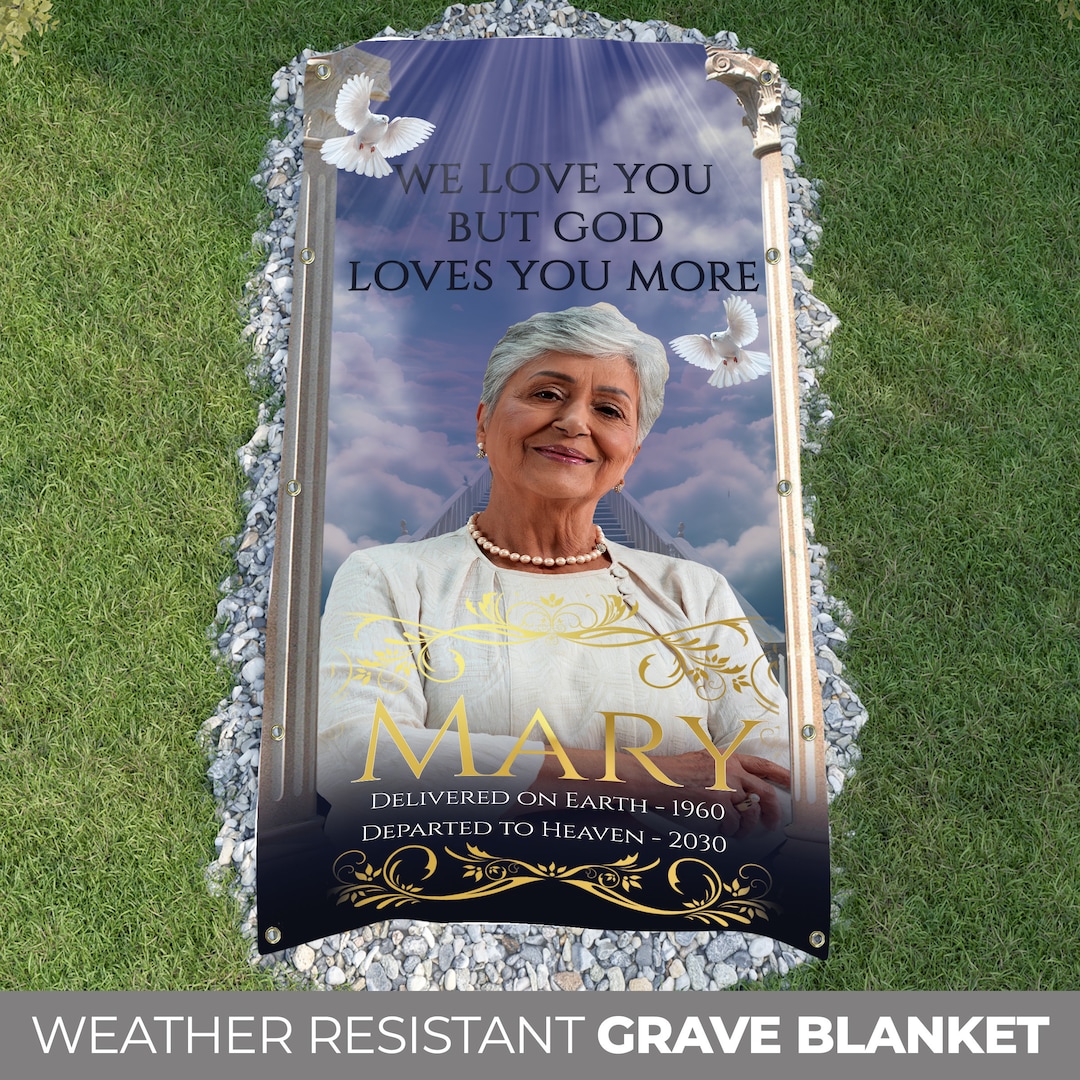 Custom Grave Blanket, Custom Memorial Grave Blanket, in Loving Memory ...