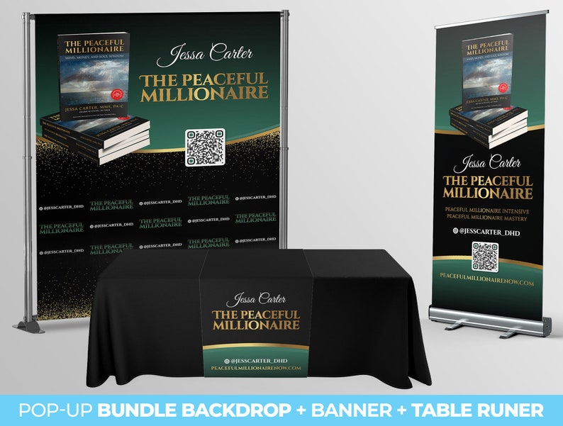 POP UP BUNDLE Custom Retractable Banner Backdrop Table - Etsy
