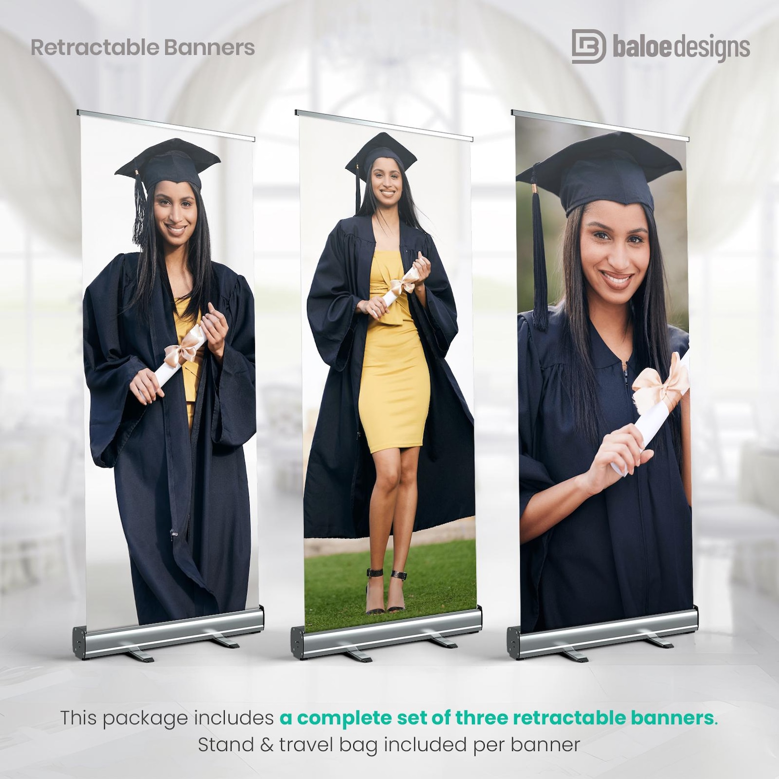 COMBO BANNER SET, 3 Retractable Banners, Custom Banners, Graduation ...