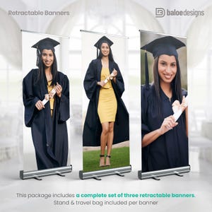 COMBO BANNER SET, 3 Retractable Banners, Custom Banners, Graduation ...