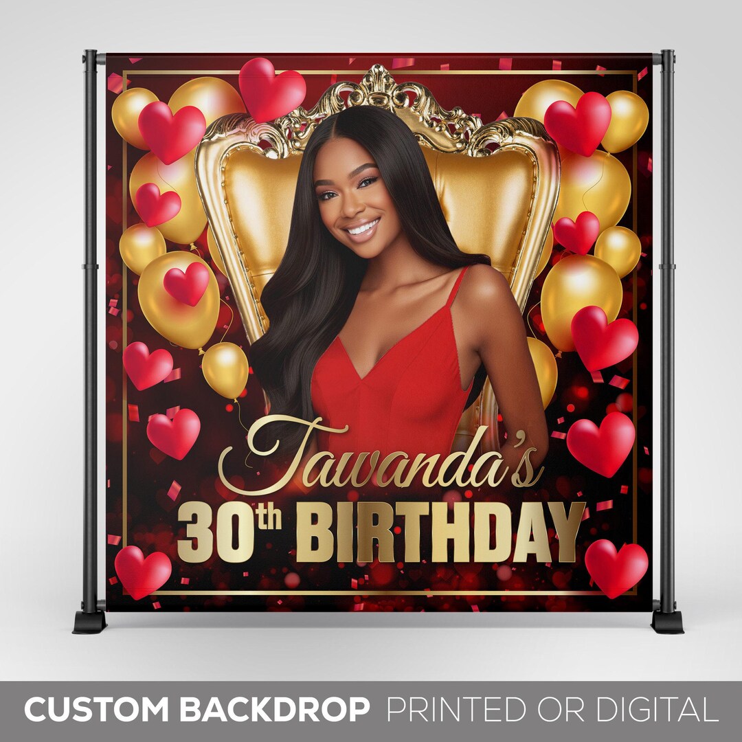 Custom Backdrop Birthday, Custom Banner, Heart Love Ball Banner, Custom ...