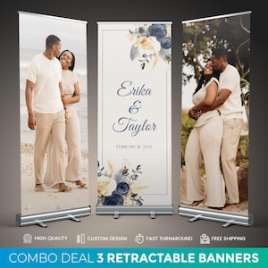 COMBO BANNER SET, 3 Retractable Banners, Custom Banners, Birthday ...