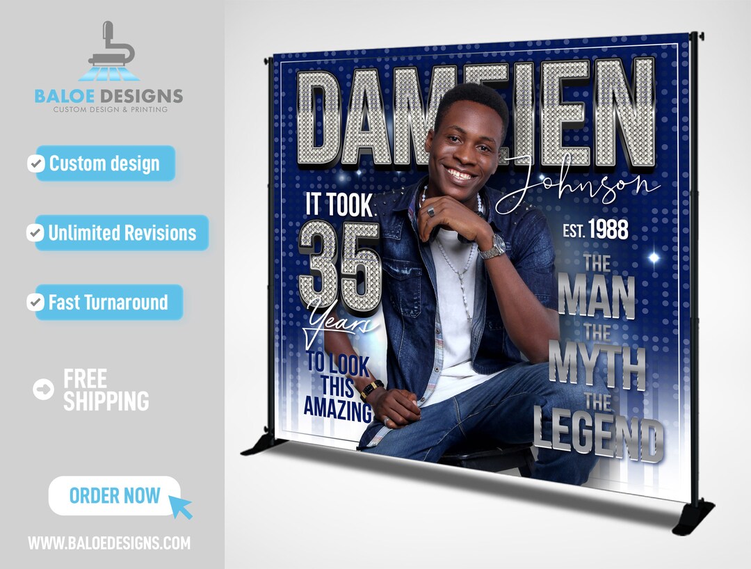 Custom Photo Birthday Backdrop, Party Birthday Party Backdrop, Step ...