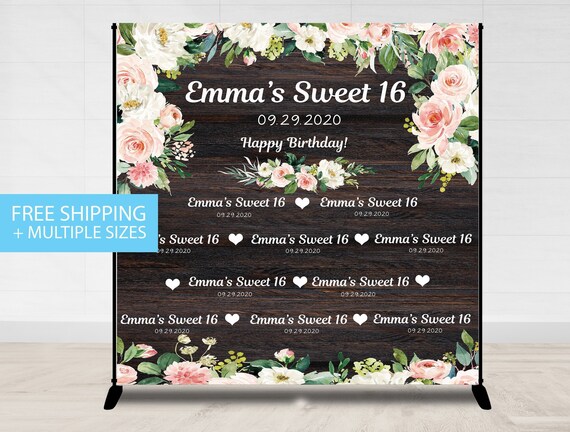 Sweet 16 Step and Repeat Floral Sweet 16 Photo Booth | Etsy