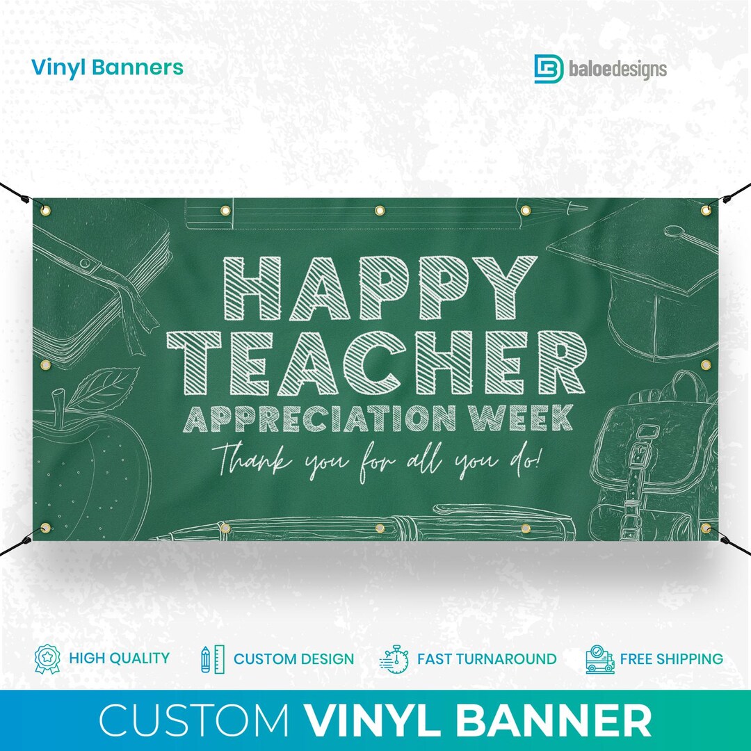 Teacher Appreciation Week Vinyl Banner, Thank You Teachers Decor ...