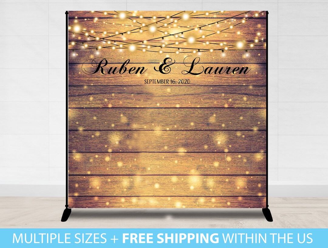 Step and Repeat, Wedding Photo Backdrop, Rustic Lights Step and Repeat ...