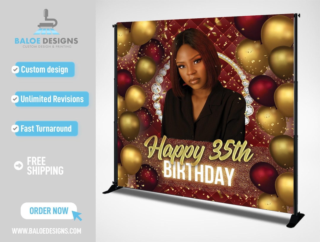 Custom Photo Birthday Backdrop, Birthday Party Decor, Backdrop Banner ...
