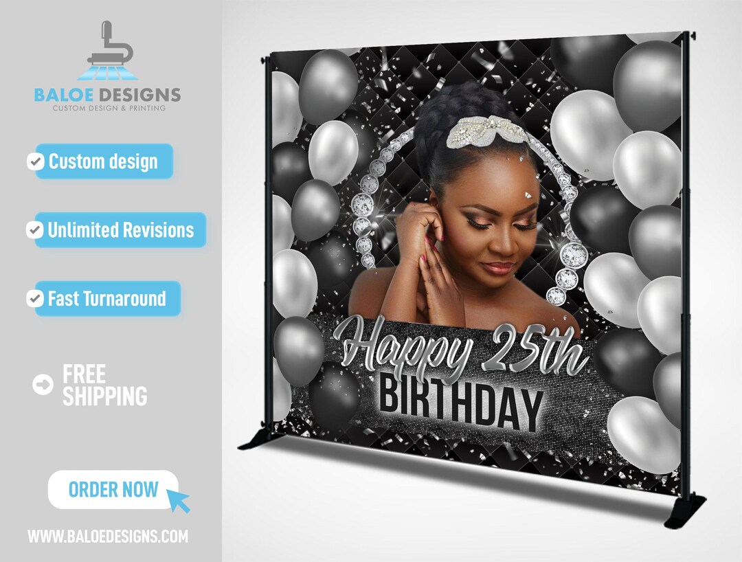 Custom Photo Birthday Backdrop, Birthday Party Decor, Backdrop Banner ...