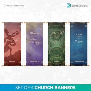 Set of 4 Church Banners, Church Banner Set, Sanctuary Banners, Mission ...