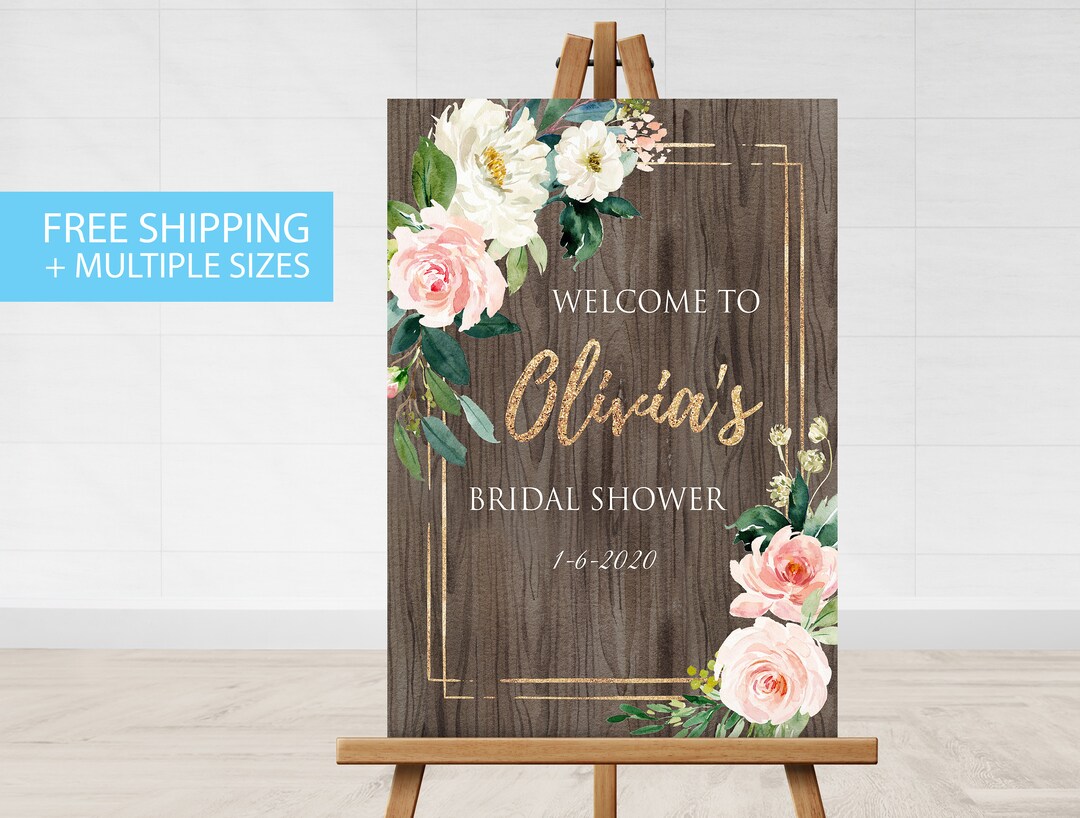 Bridal Shower Printed Welcome Sign, Canvas Bridal Shower Welcome Rustic ...