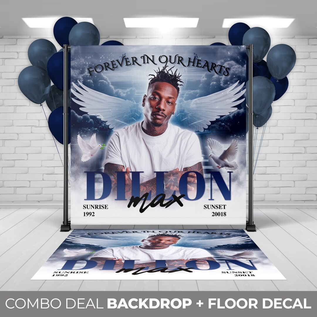 Backdrop Floor Decal, Memorial in Loving Memory Banner, Repass Backdrop ...