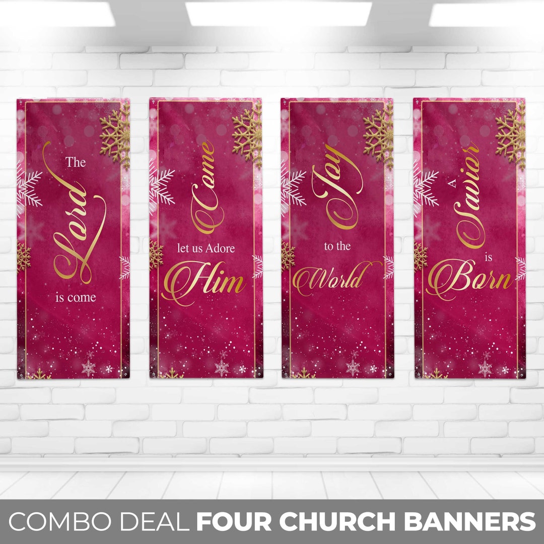 Winter Church Banners, Set of 4 Church Banners, Sanctuary Banners ...