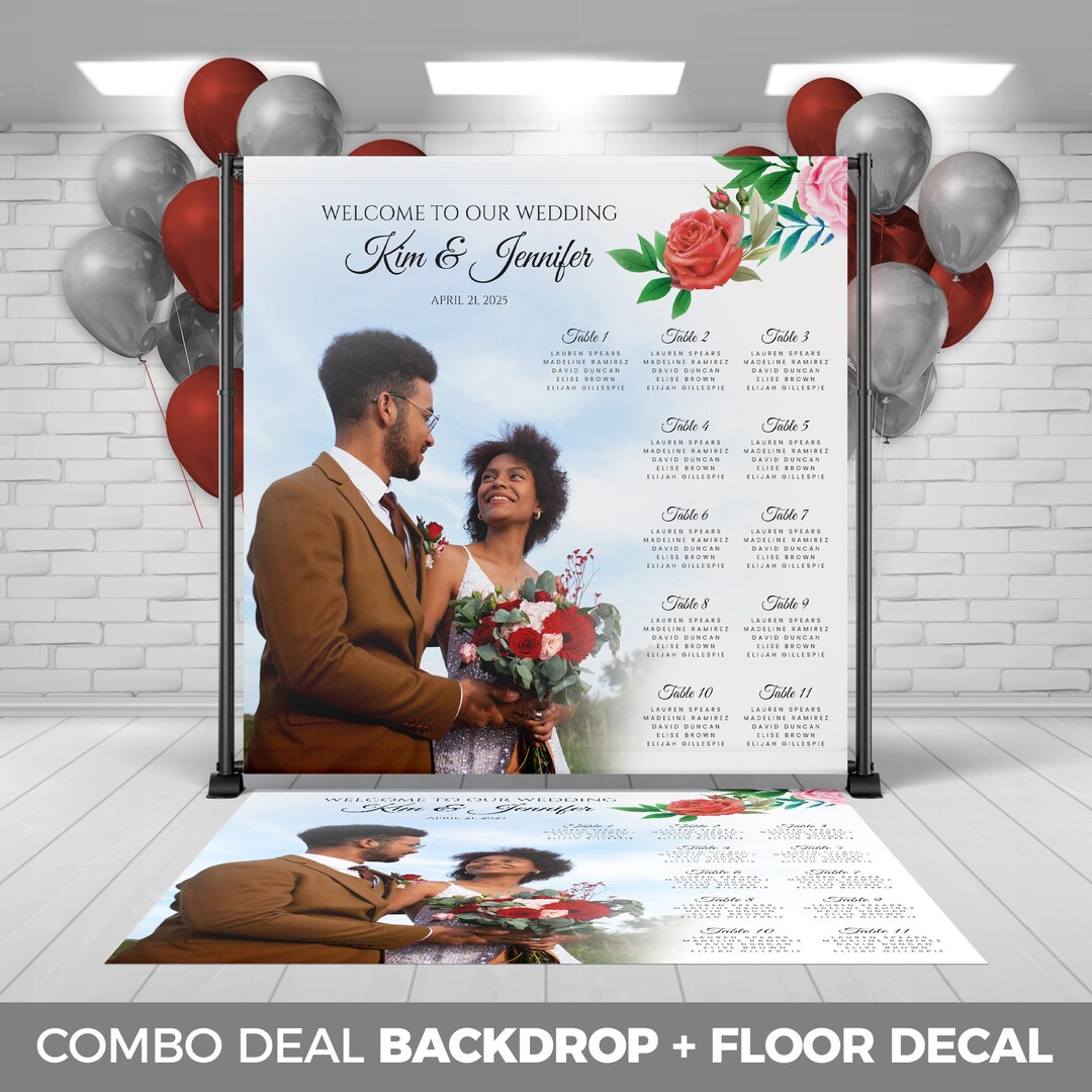 Backdrop Floor Decal, Wedding Seating Chart, Custom Wedding Banner ...