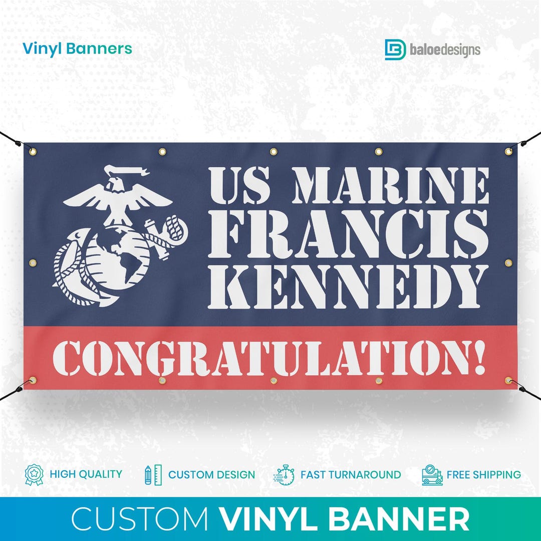 Custom Marine Graduation Banner, Marine USA Congrats Backdrop, Marine ...