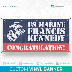Custom Marine Graduation Banner, Marine USA Congrats Backdrop, Marine ...