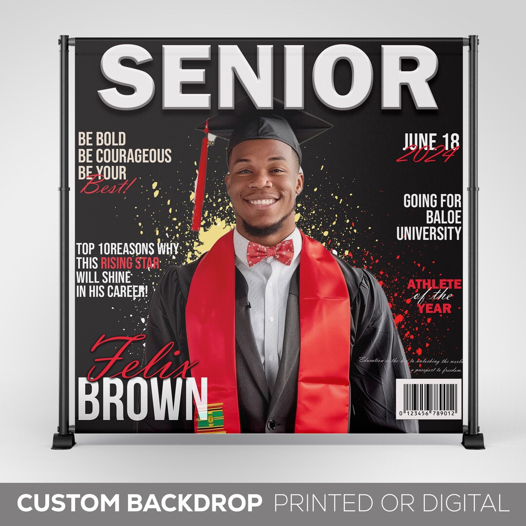 Graduation Backdrop, Custom Magazine Backdrop Banner, Personalized ...