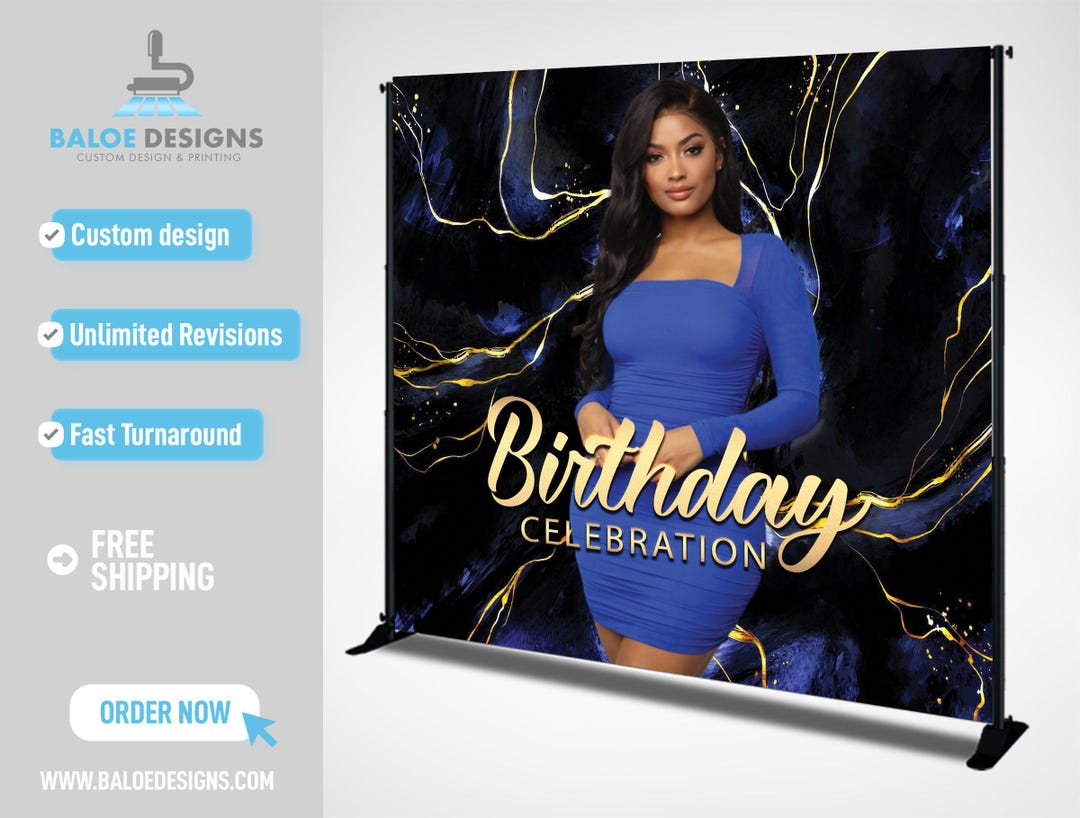 Custom Photo Birthday Backdrop, Party Sparkle Birthday Party Backdrop ...