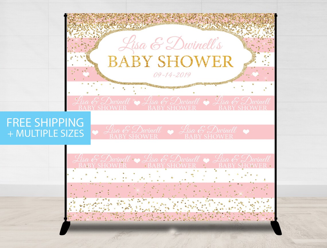 Step and Repeat Baby Shower Backdrop Blush Pink Gold Baby - Etsy