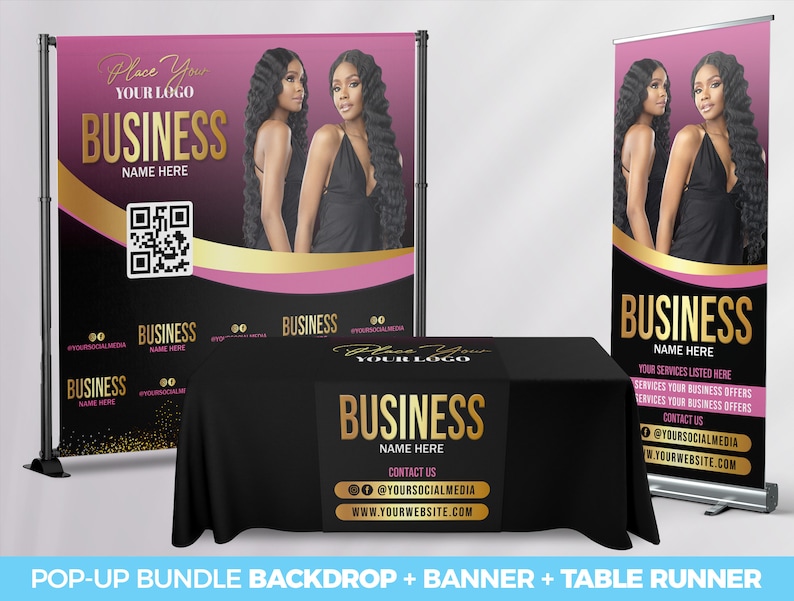 POP UP BUNDLE Custom Retractable Banner Backdrop Table - Etsy