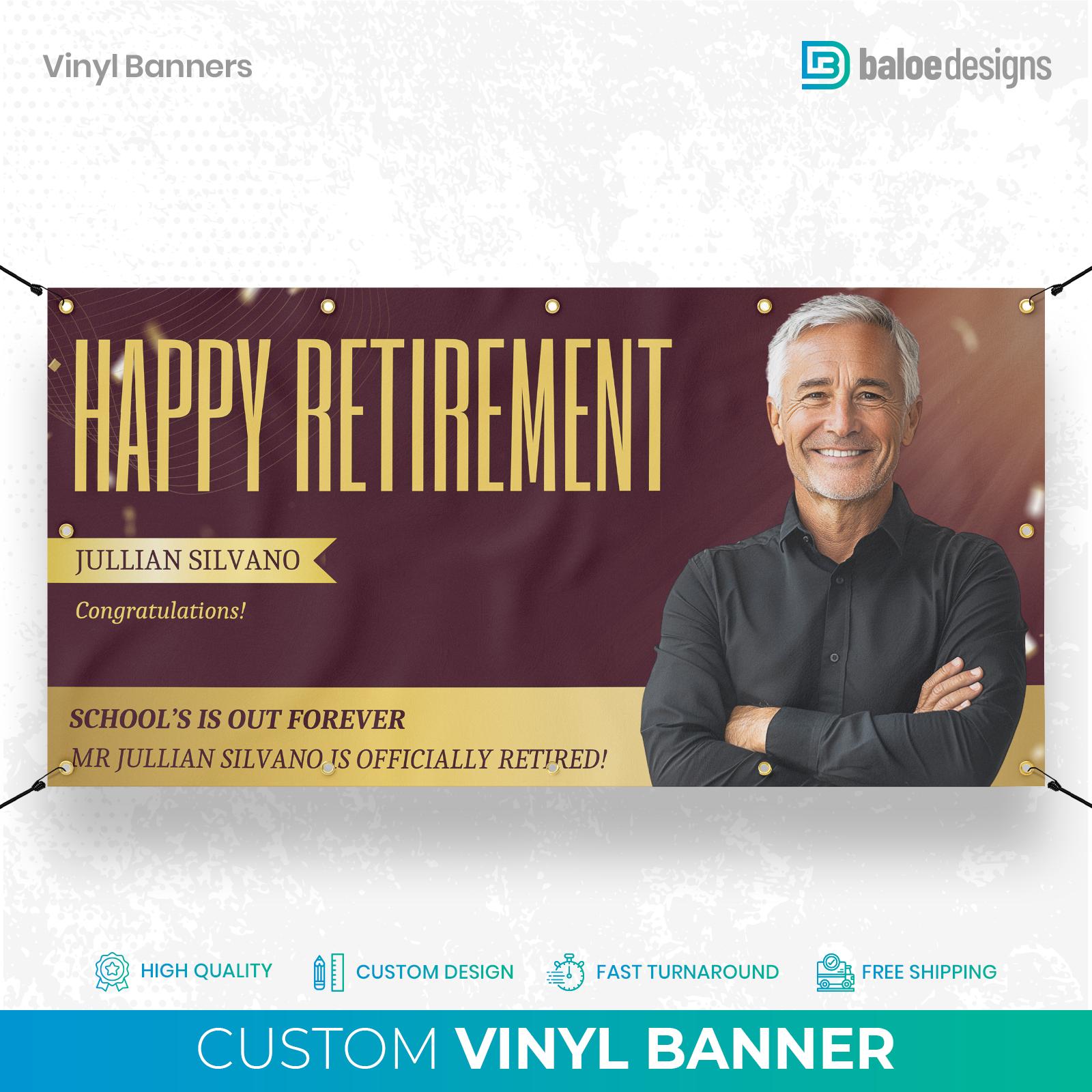 Custom Retirement Banner, Retirement Backdrop, Event Decor, Welcome ...