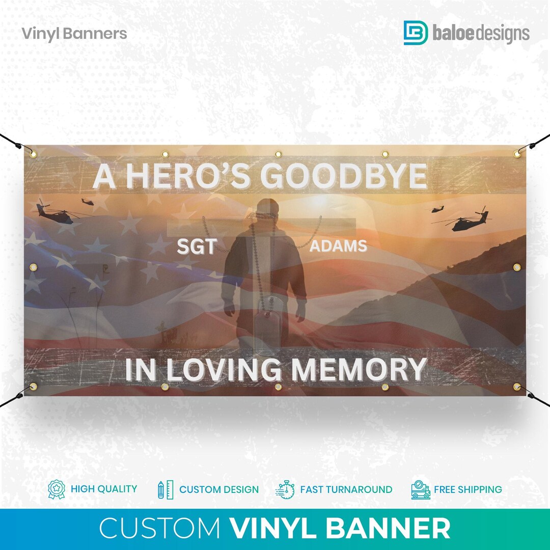 Military Memorial Banner for Fallen Soldier, Hero Memorial Sign, Custom ...
