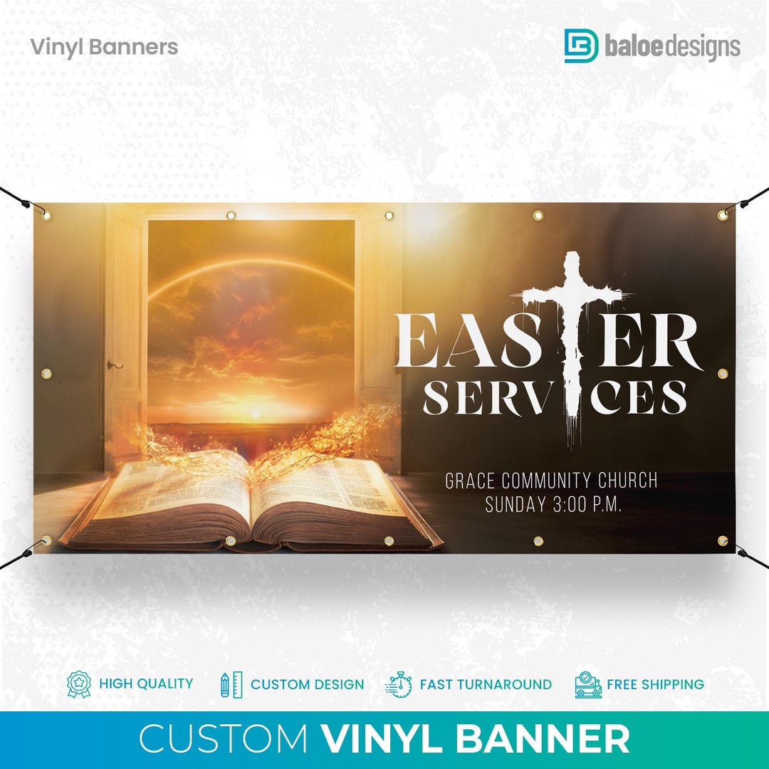 Church Easter Services Banner, Custom Church Outdoor Indoor Banner ...