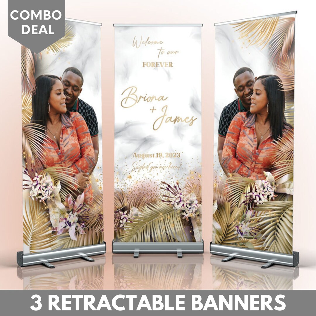 COMBO BANNER SET, 3 Retractable Banners, Custom Banners, Birthday ...