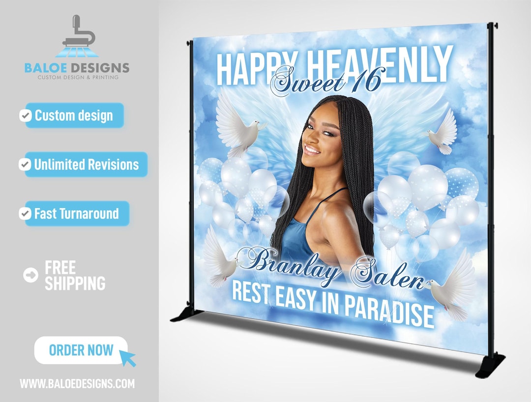 Heavenly Birthday Backdrop, in Loving Memory Birthday Backdrop, Custom ...