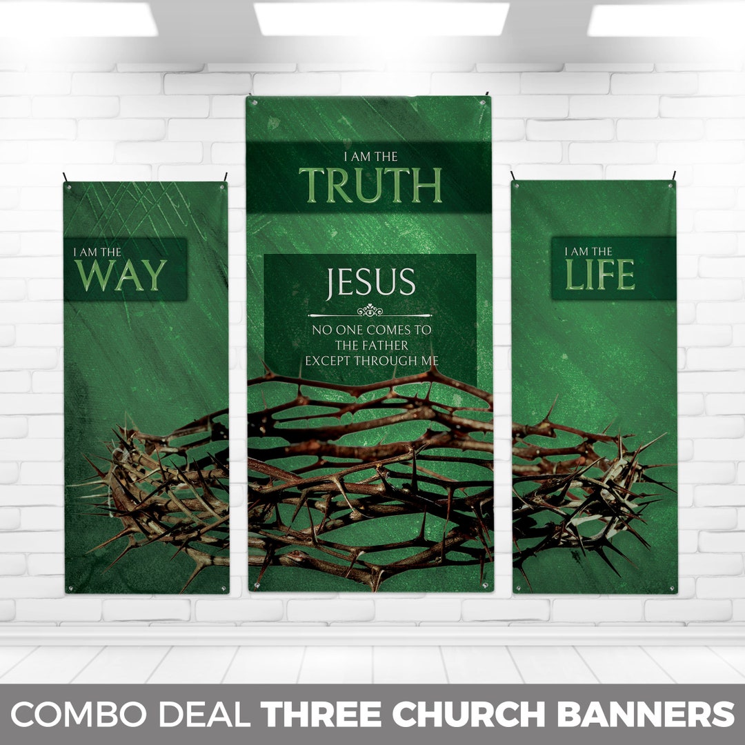 Set of 3 Church Banners, I Am the Truth, Church Banner Set, Sanctuary ...