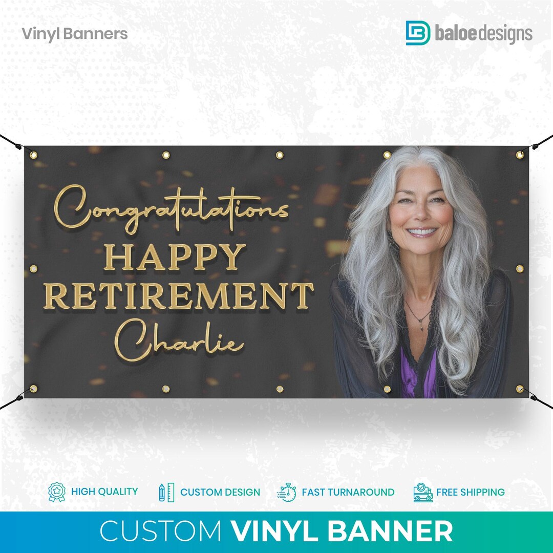 Custom Retirement Banner, Retirement Backdrop, Event Decor, Welcome ...
